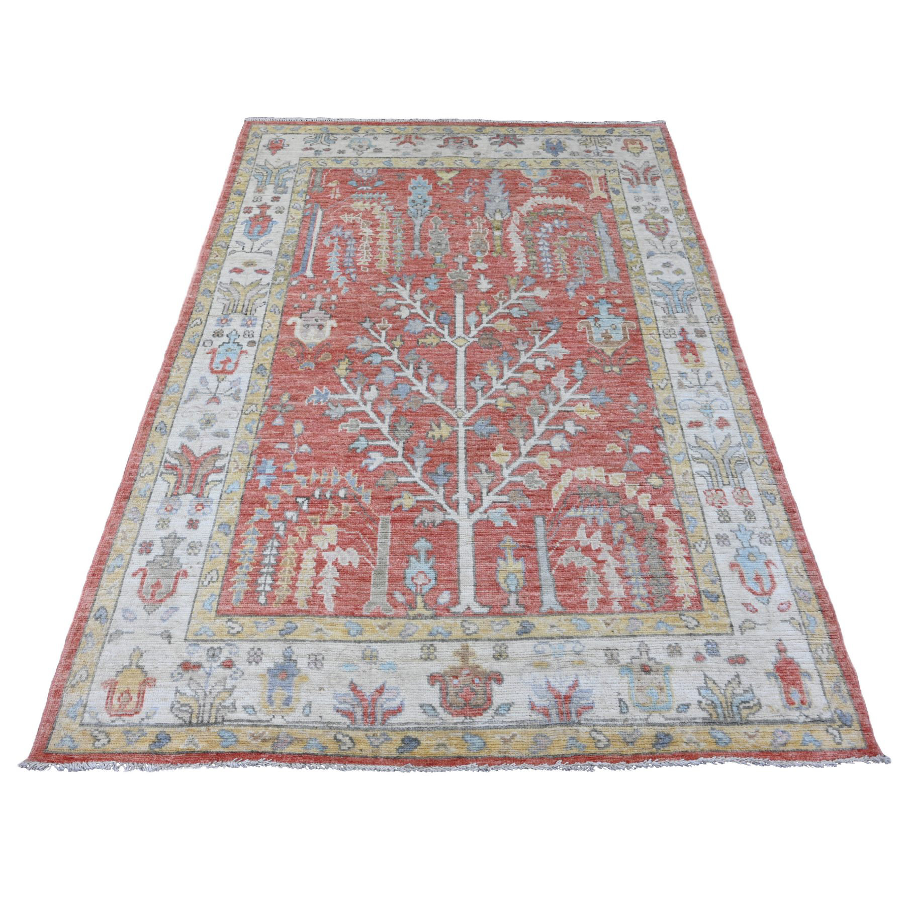 Bloomsbury Market 5'x6'10" Prismatic Red, Hand Knotted, Afghan Angora ...