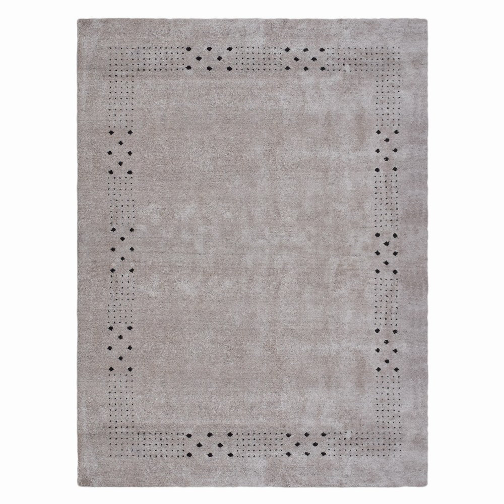 Foundry Select Aubrianna Geometric Hand-Knotted Wool/Silk Gray Area Rug ...