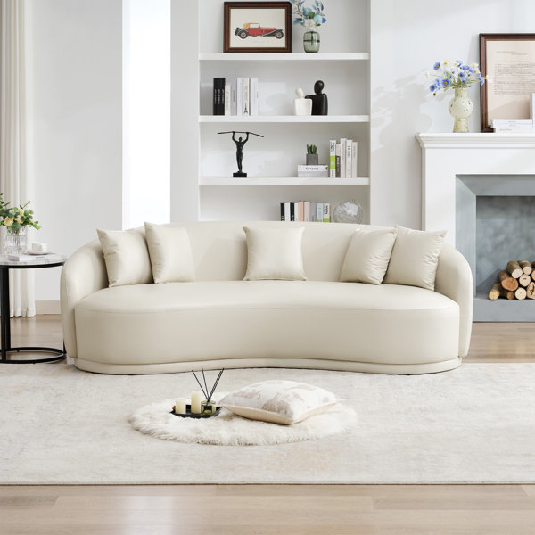 Orren Ellis 91'' Faux Leather Curved Sofa & Reviews | Wayfair