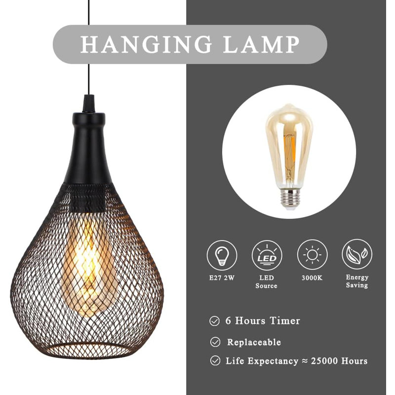 JHY DESIGN Hanging Lamp 12" H Battery Operated Cordless Hanging Light ...