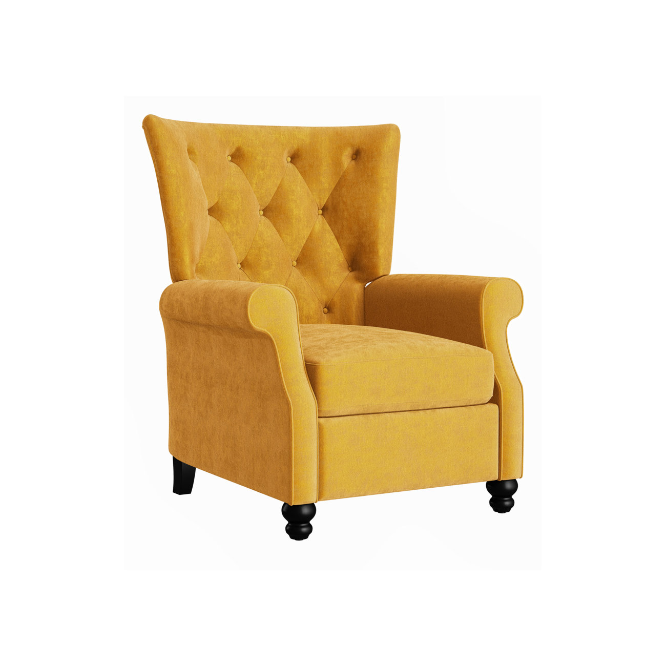 Astoria Grand The Canary Recliner Mustard Yellow Velvet Chair, Dark ...
