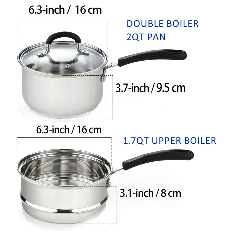 Cook N Home 2 Quarts Double Boiler, Stainless Steel Melting Pot for ...