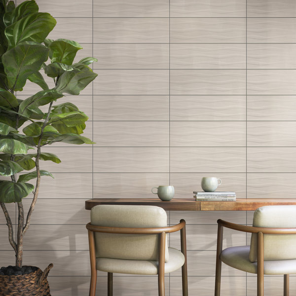 Itona 8" x 24" Ceramic Multi Wave Wall Tile in Matte Gray (10 PC per ...