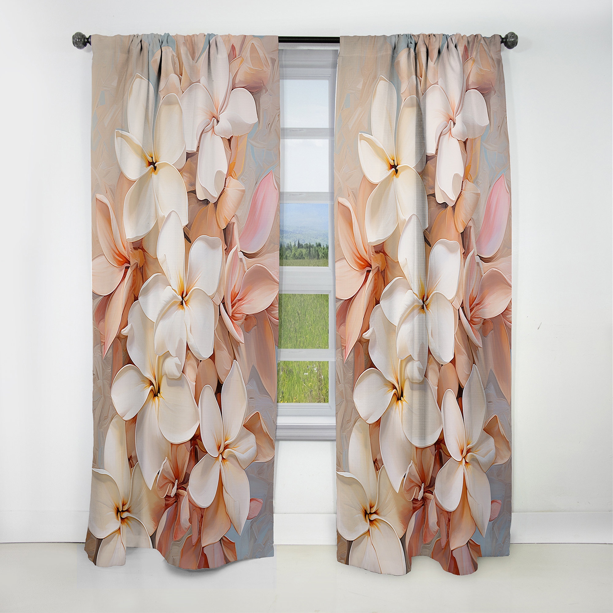 East Urban Home Brattle - Plumeria Curtain - Blackout Floral Curtain - 1 Panels | Wayfair