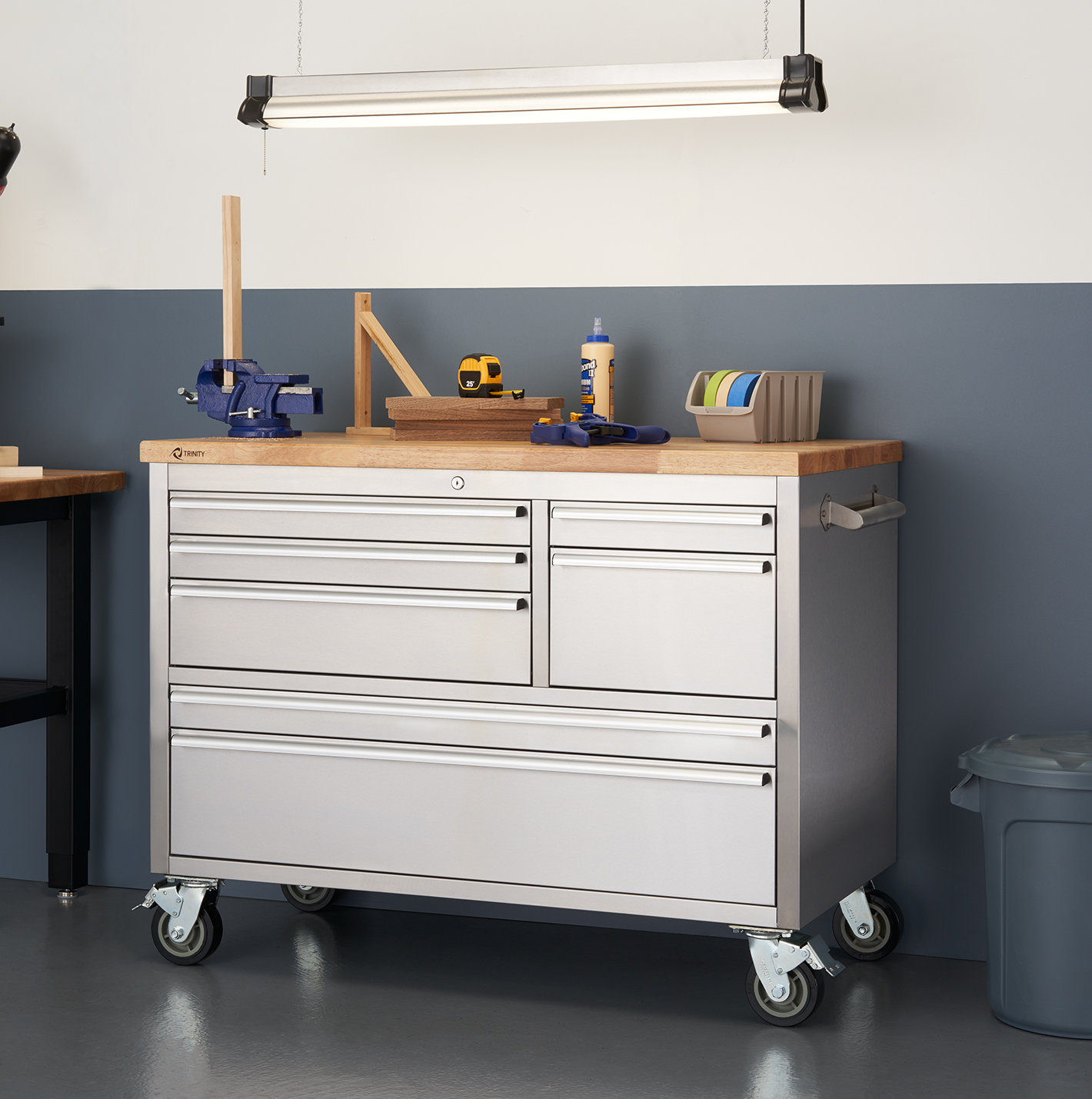 Trinity 7-Drawer 48"W Butcher Block Top Workbench & Reviews - Wayfair ...