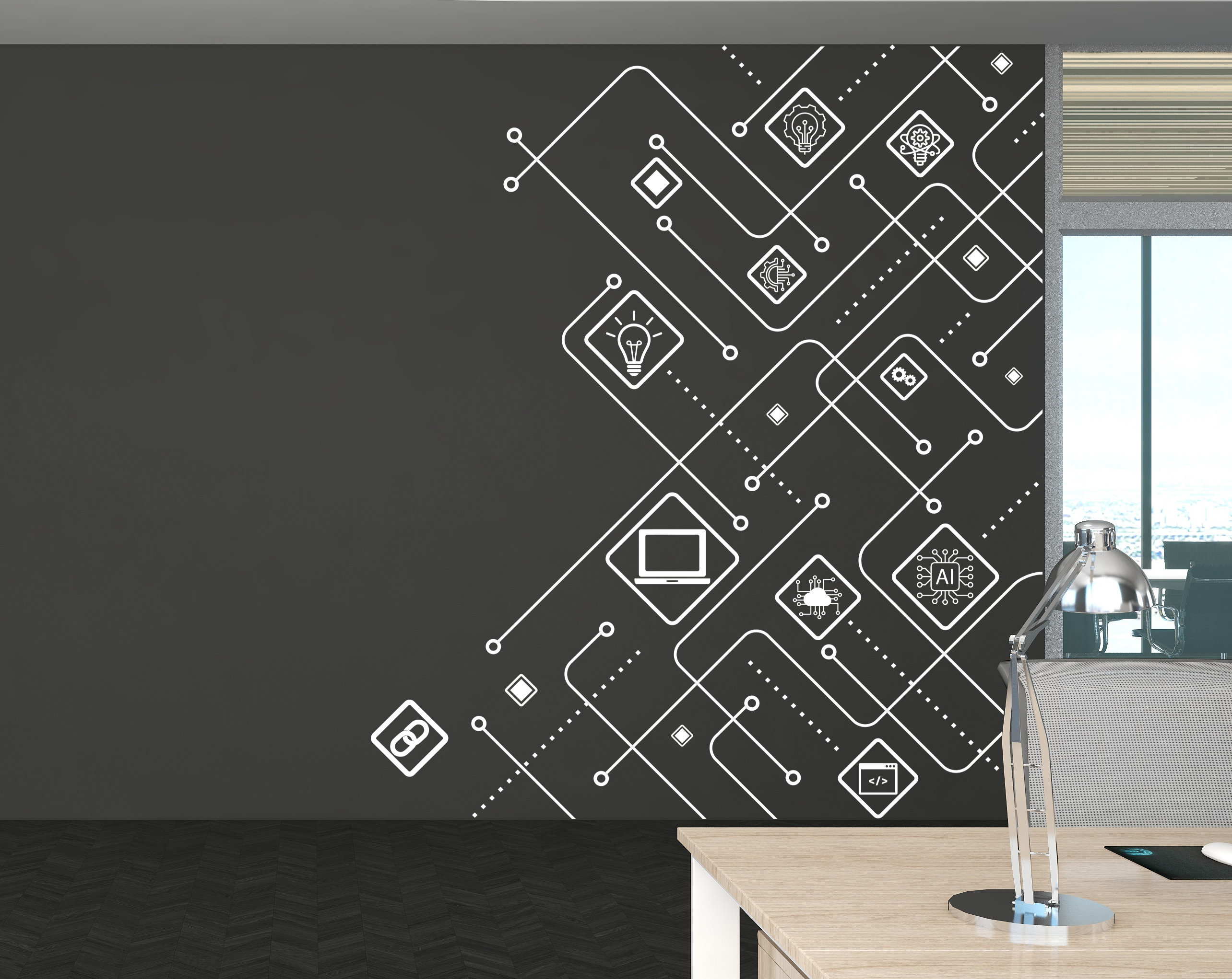 Trinx Circuit Board Wall Decal, Technology Vinyl Wall Art Decals | Wayfair