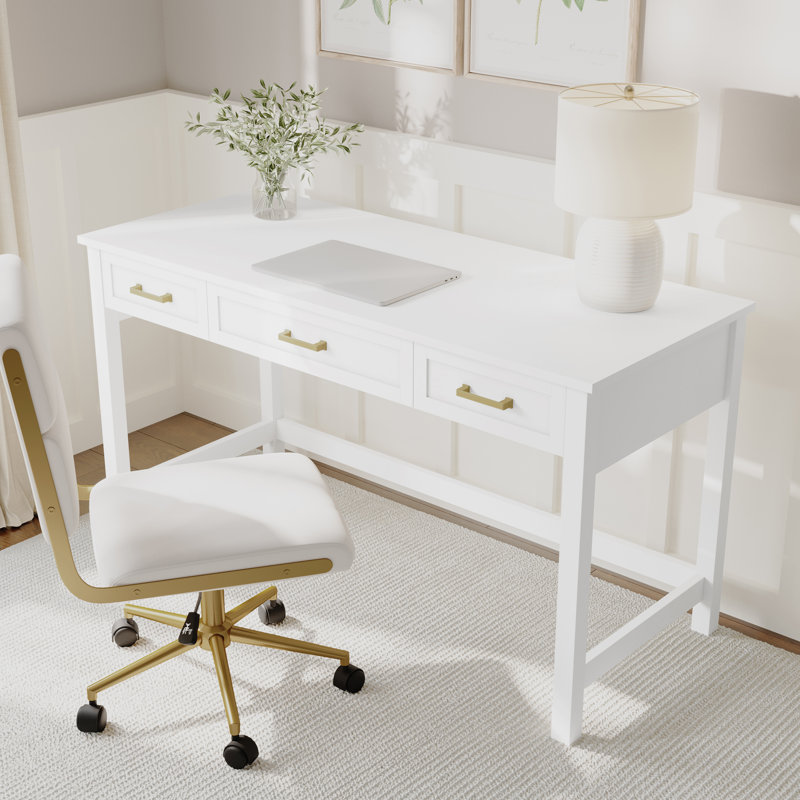 Martha Stewart Hutton Shaker Style Home Office Desk With 3 Drawers ...