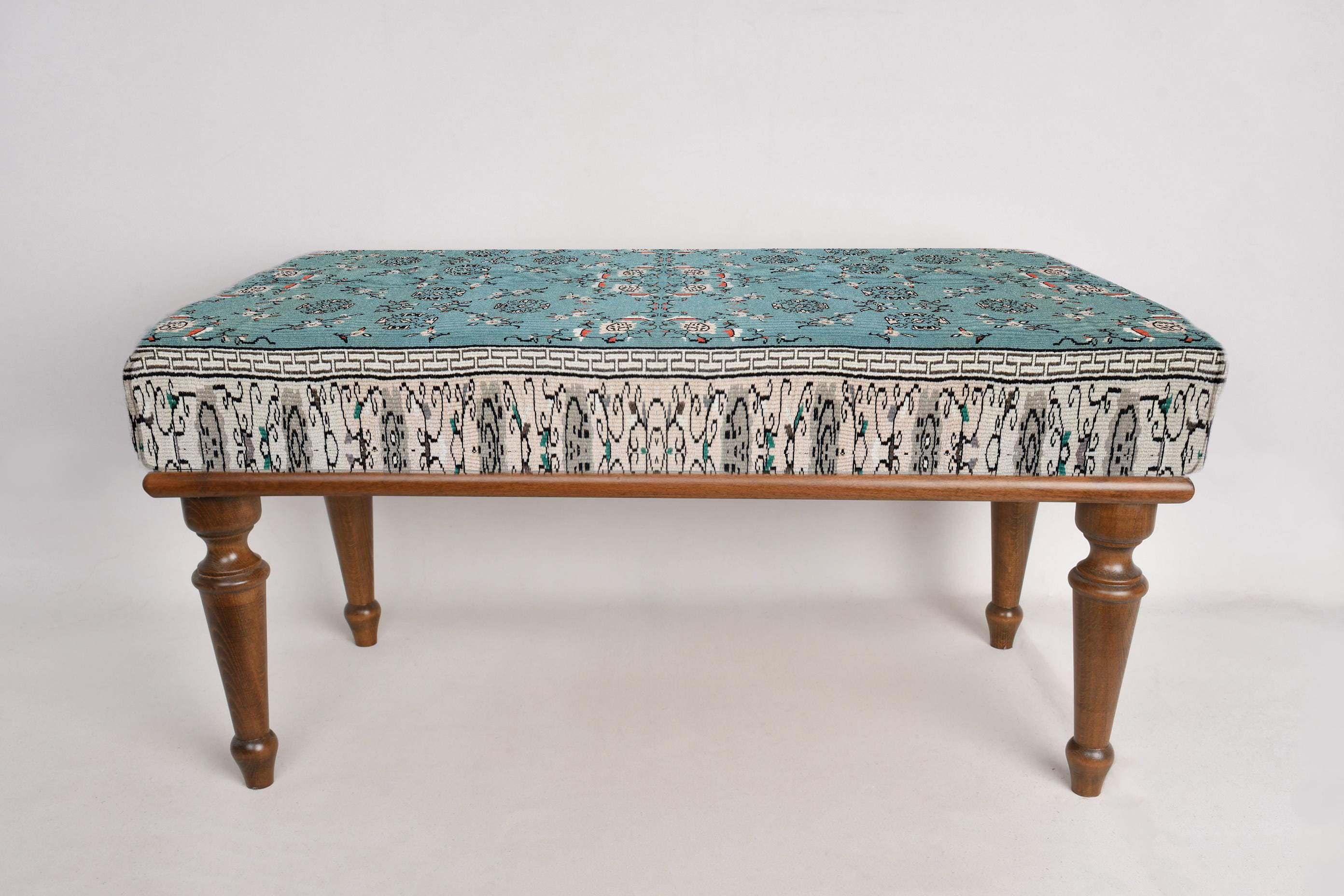 Dakota Fields Floral Ottoman Bench, Modern Bench, Turkish Rug Bench ...