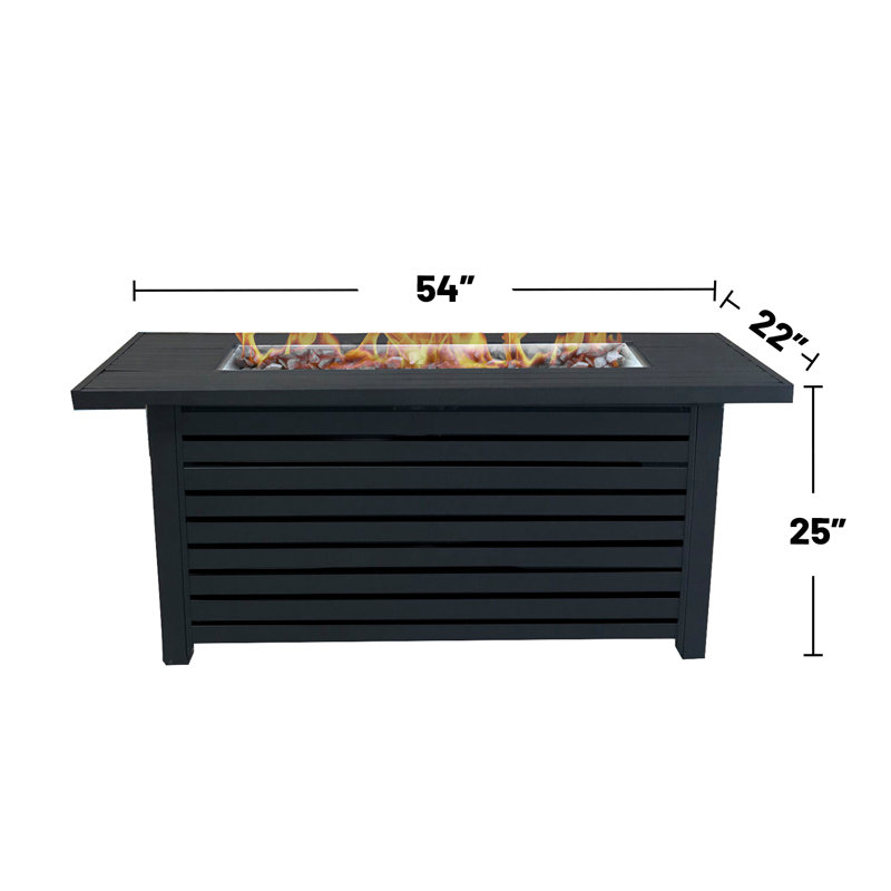 Latitude Run® Outdoor Rectangular Fire Pit Table In Black | Wayfair