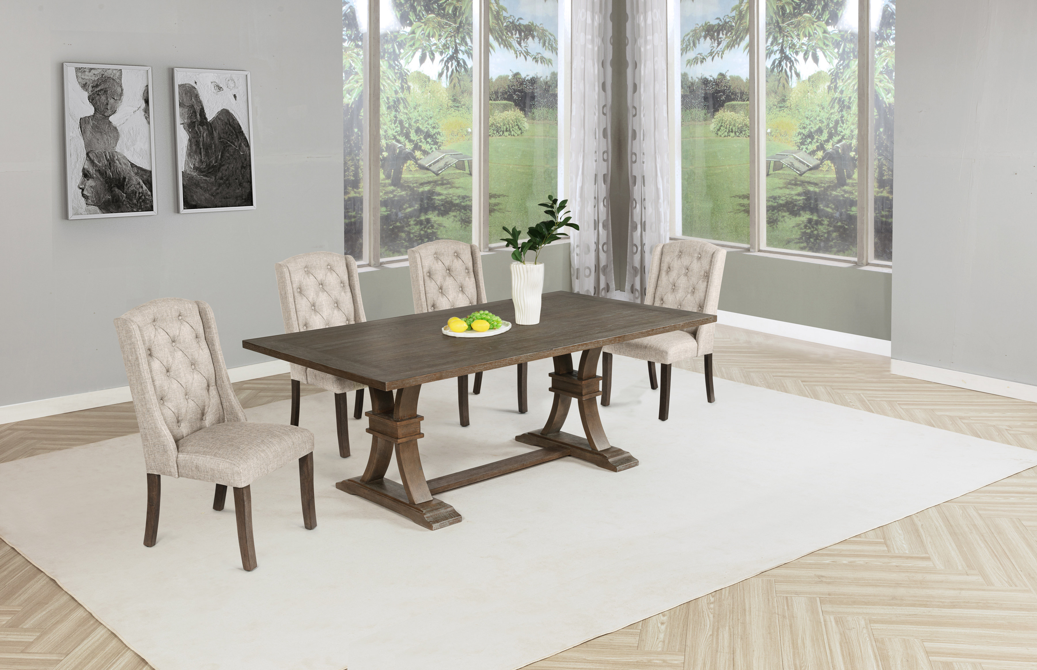 Wildon Home® Traditional Style Dining Set With Wingback Chairs | Wayfair