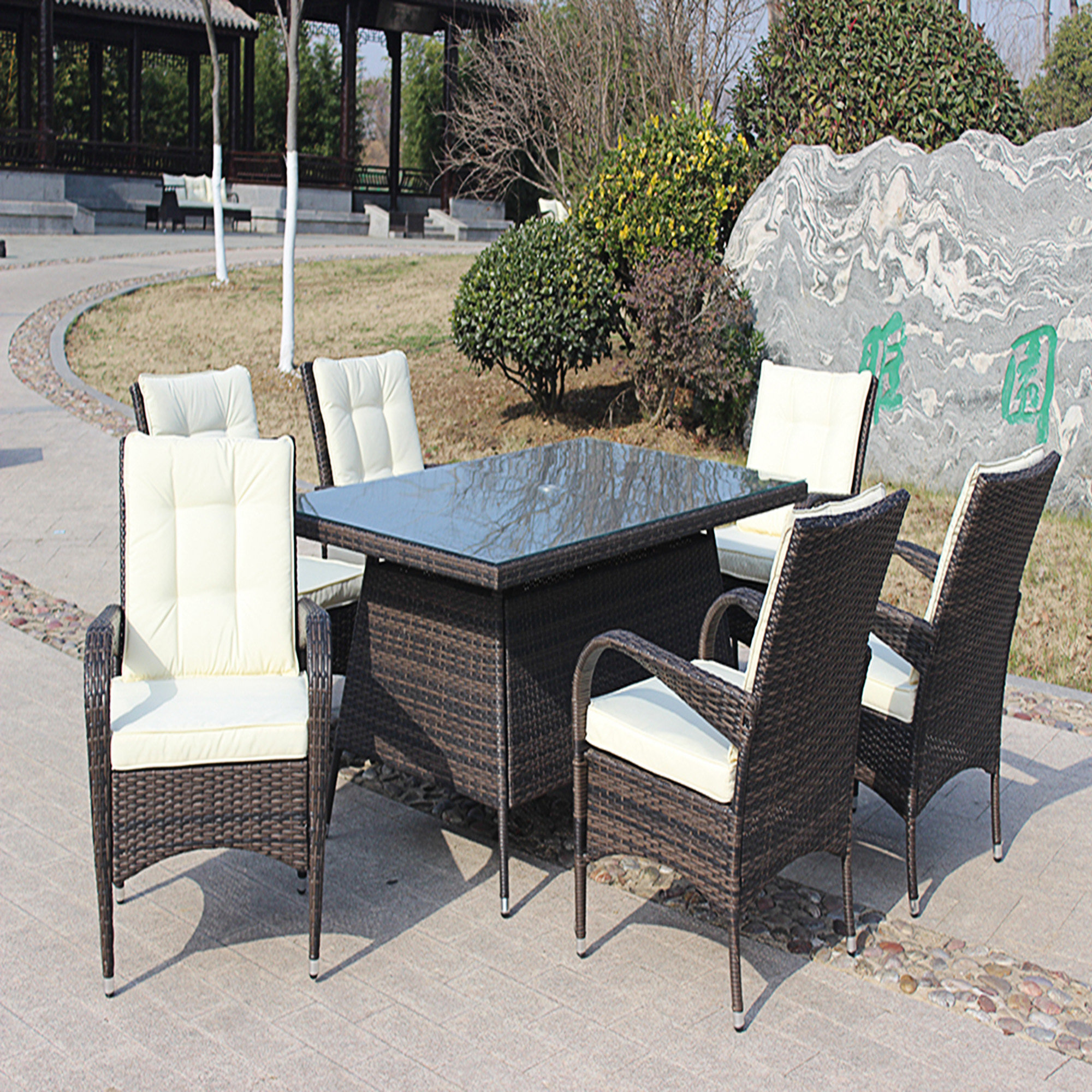 Red Barrel Studio 7 Piece Rattan Multiple Chairs Seating Group with ...