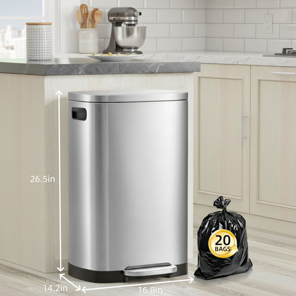 HANGZHOUFEIXIN Foot-Operated Trash Can, 13-Gallon/50-Litre, Fingerprint ...