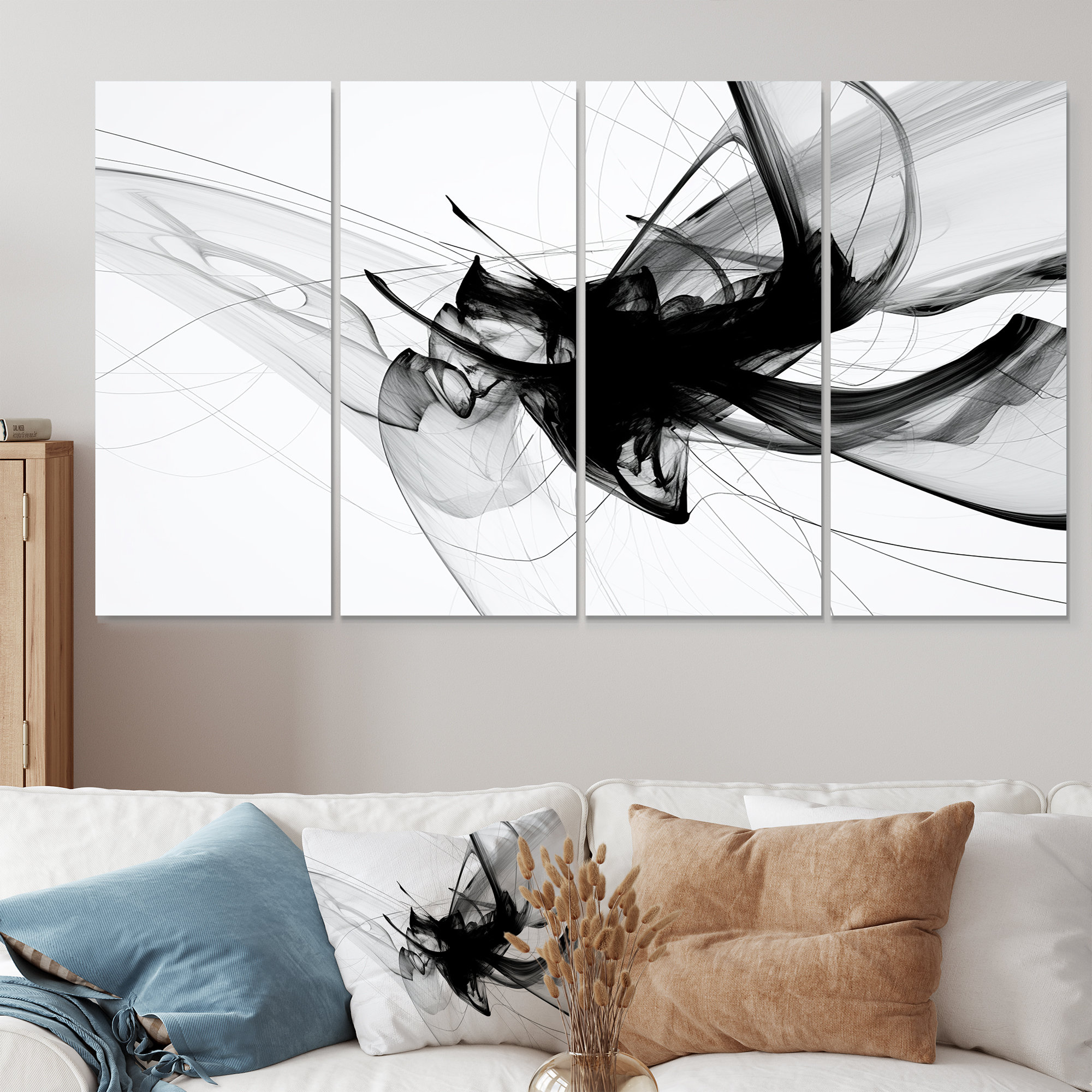 Ivy Bronx Monochrome Simplicity Black White Minimal - Liquid ink ...