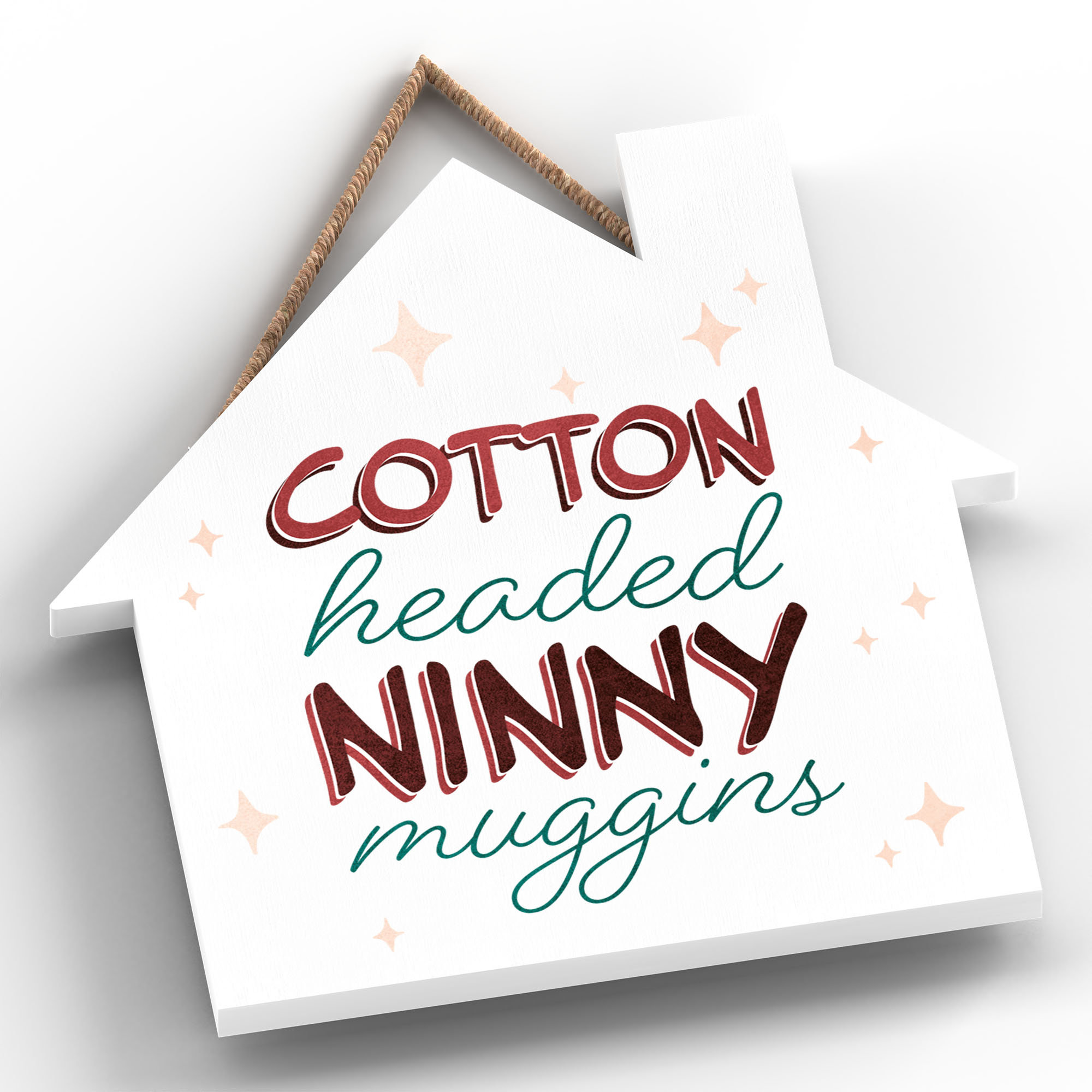 The Seasonal Aisle Xmas Cotton Headed Ninny Muggins Wooden House Plaque ...