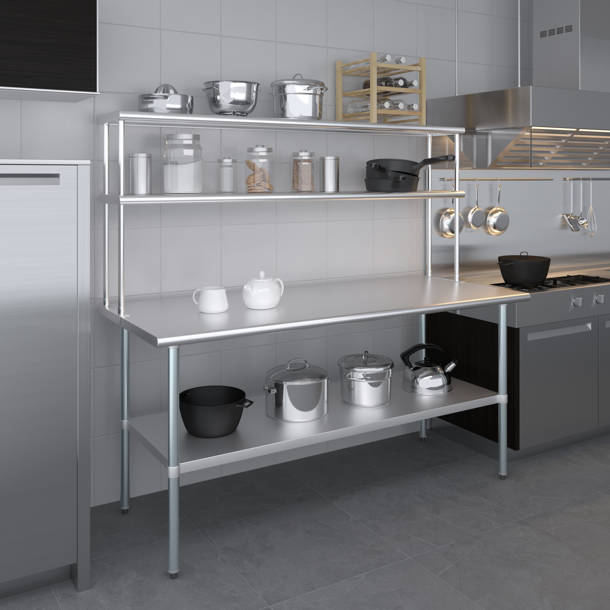 Amgood Stainless Steel Open Base Work Table with Wheels & Reviews | Wayfair