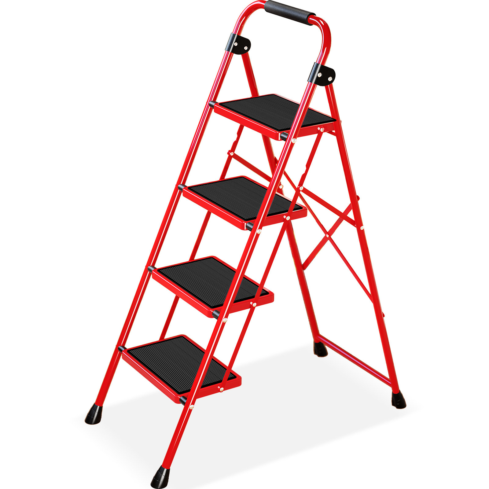 WFX Utility™ 4 Step Ladder,Folding Step Stool with Handrails,Metal ...