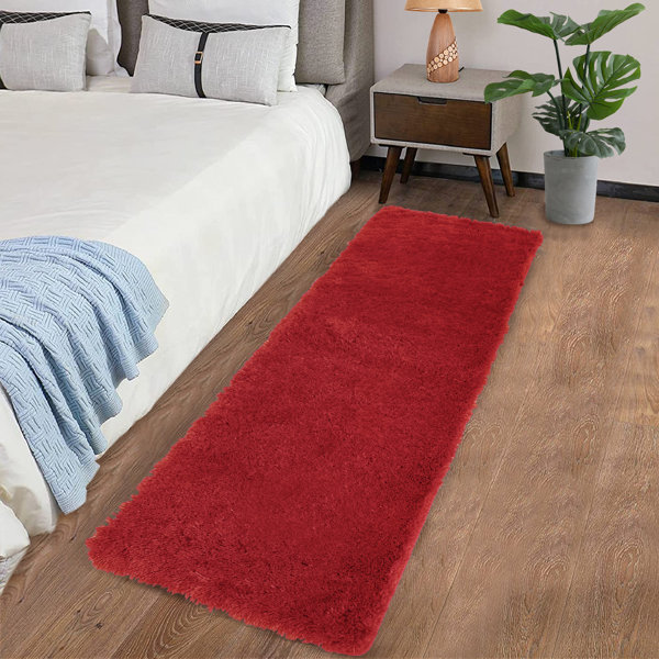 Mercer41 Large Red Washable Shag Area Rugs Non-Slip Fluffy Shag Plush ...
