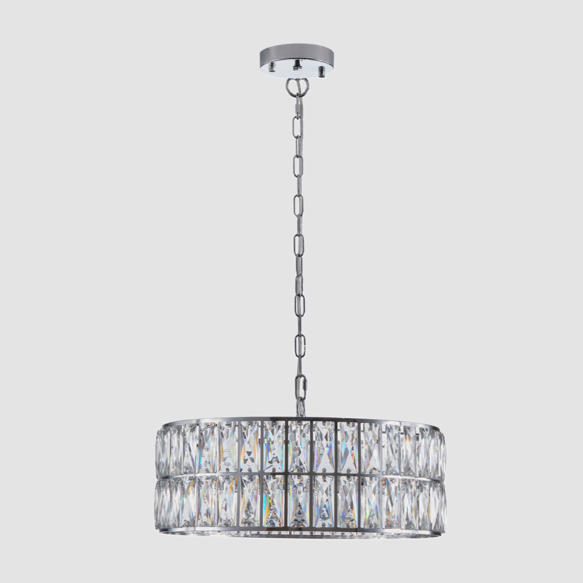 Go Peak Track Modern Crystal Drum Chandelier, 6-Light Pendant Lighting ...