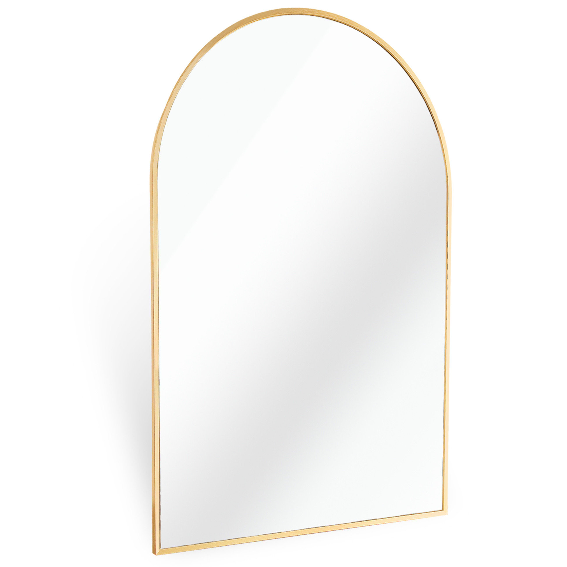 Ebern Designs 24x32 In Wall - Mounted Gold Arched Bathroom Mirror ...