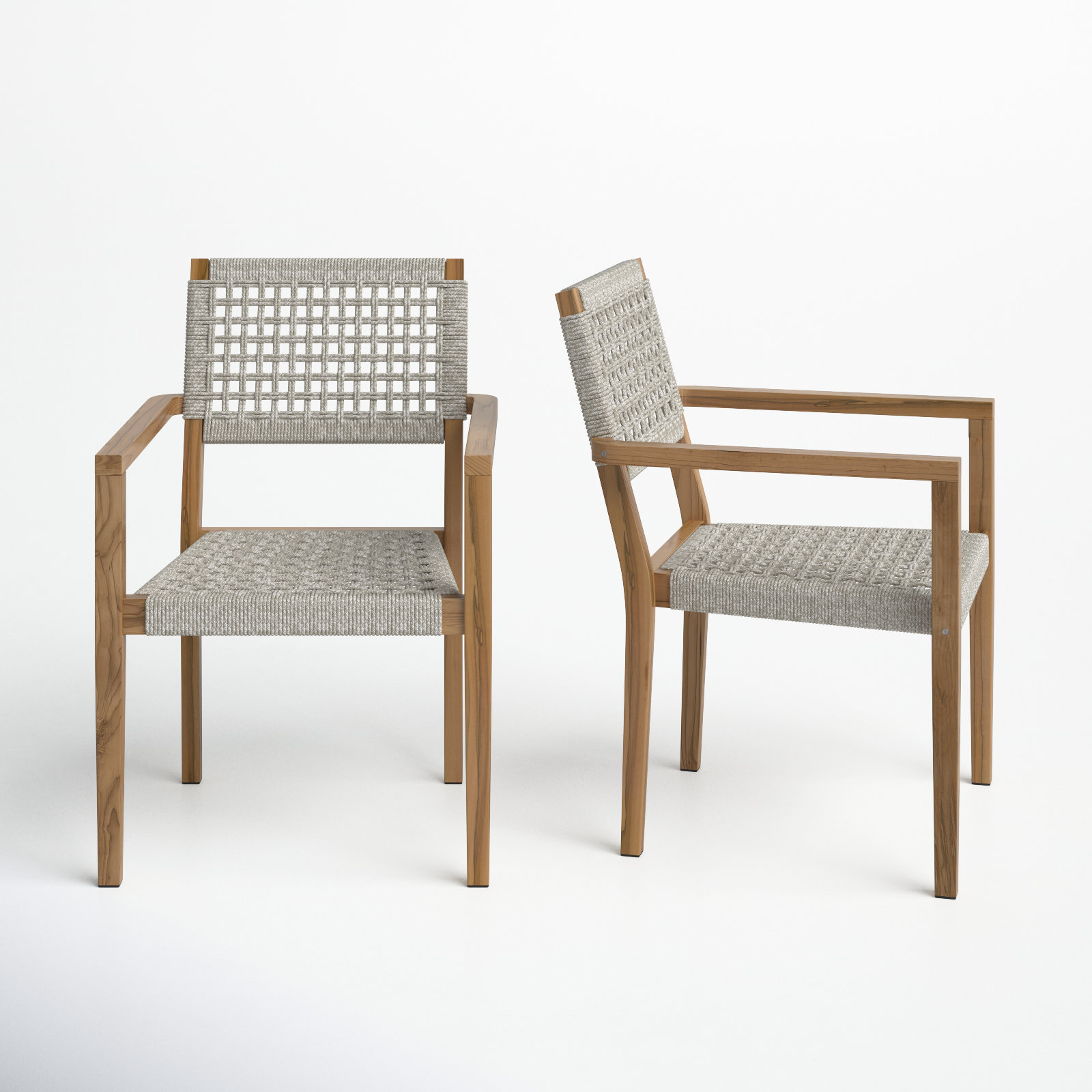 Joss & Main Cava Indoor/Outdoor Rope & Teak Stacking Armchairs ...
