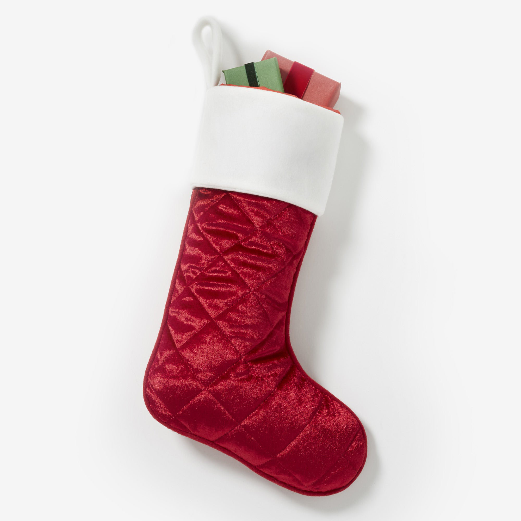 Personalization Mall Cozy Quilt Christmas Stocking - Red | Wayfair