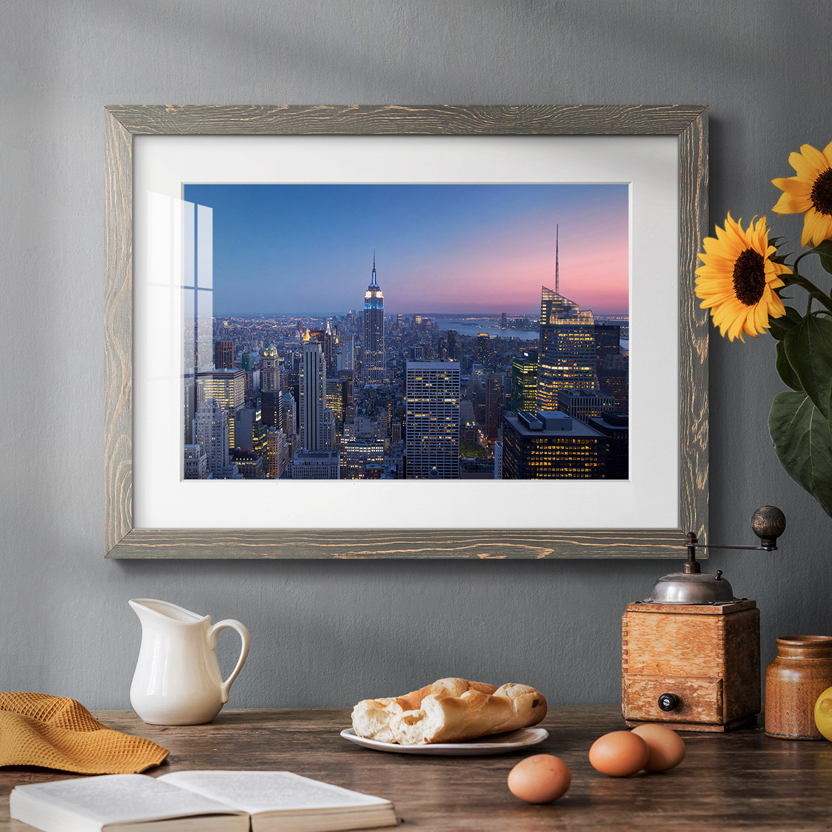 Latitude Run® Twilight View Over Manhattan Framed On Paper Print ...