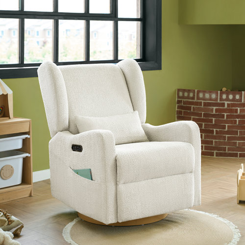 Wade Logan® Ceandra 29.5"W Modern Nursery Swivel Glider Power Recliner ...