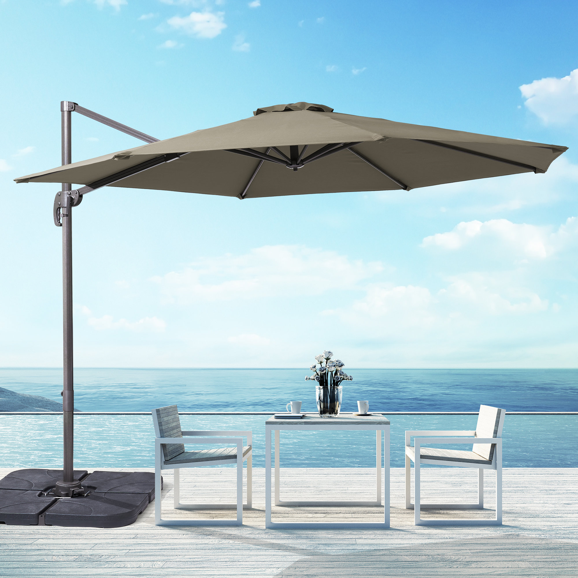Latitude Run® Sayhaan Rectangular Cantilever Umbrella with Crank Lift ...