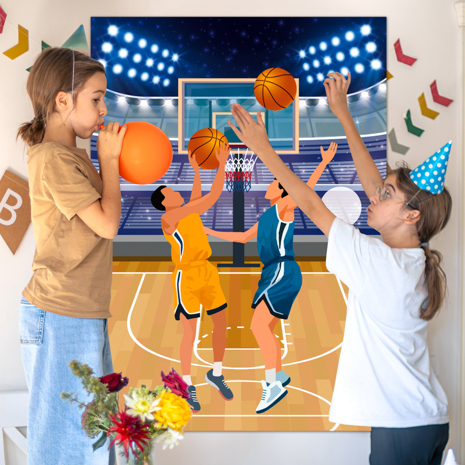 The Party Aisle™ Pin The Basketball on The Hoop Game, 7 Pcs Basketball ...