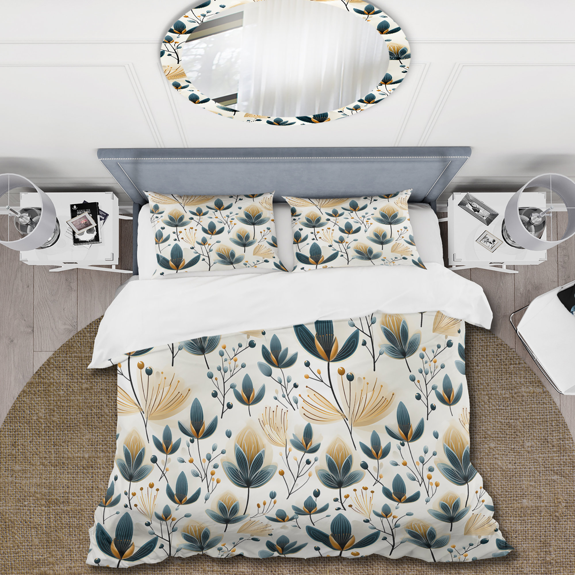 Design Art Scandinavian Yellow And White Collage Duvet Cover Set | Wayfair