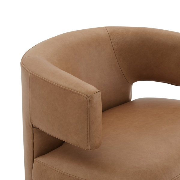 AllModern Bascom Genuine Leather Upholstered Swivel Barrel Chair ...