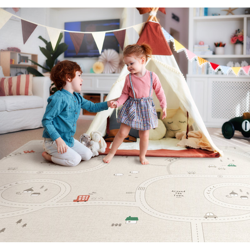Parklon Around Town / Fabric Beige Reversible Soft Plastic Play Mat ...