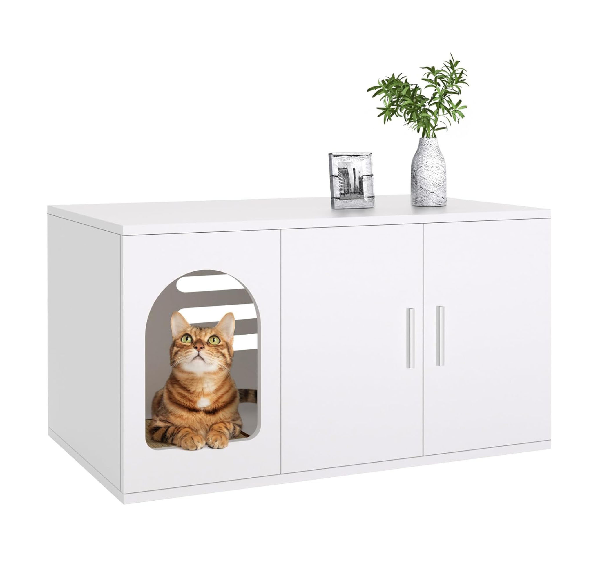 Hokku Designs Cat Litter Box Enclosure Furniture, Stackable Litter Box ...