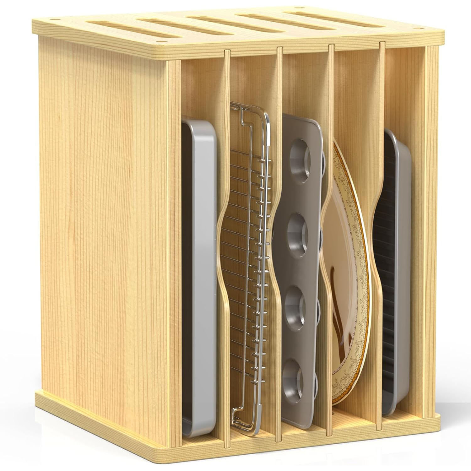 Latitude Run® 6 Tier Wooden Cabinet Tray Dividers, Kitchen Vertical ...