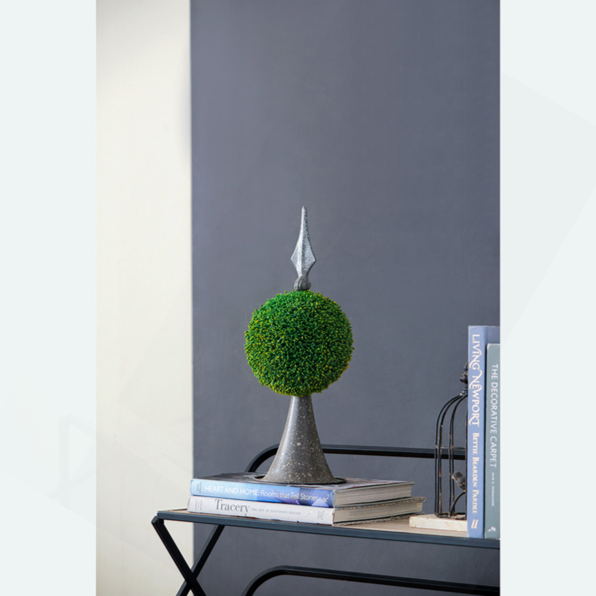 Ebern Designs 7X7x17" Faux Boxwood Topiary Sphere On Metal Spire ...