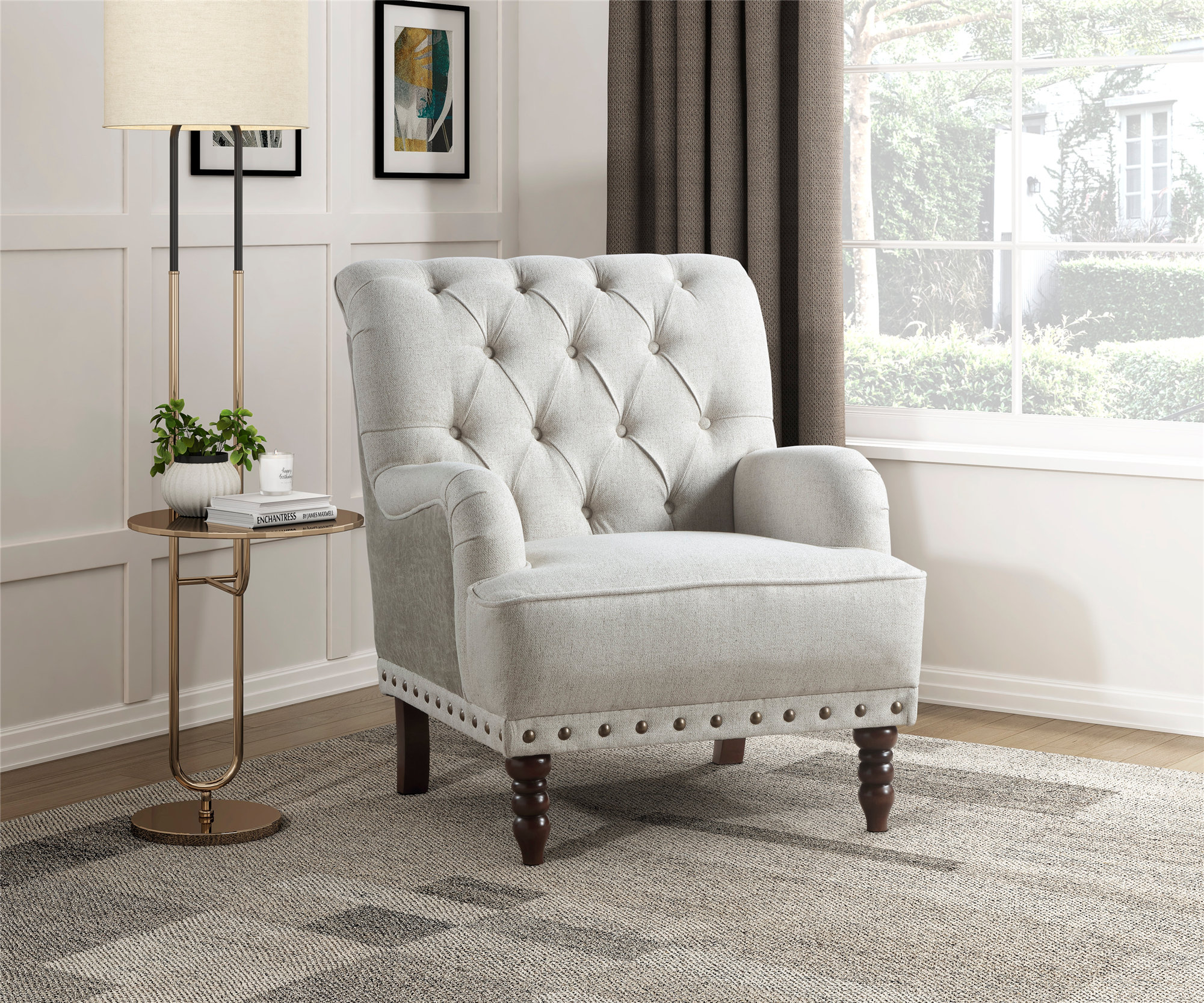 Darby Home Co Accent Chair, Button-Tufted Chair With Nailhead Trim ...
