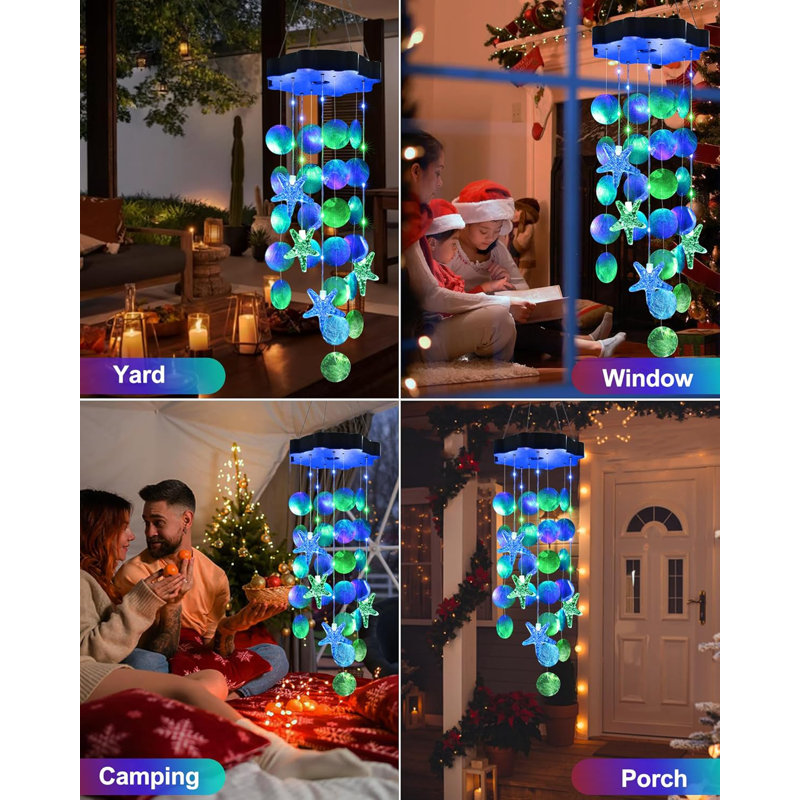 Beachcrest Home™ Outdoor Solar Wind Chime | Wayfair