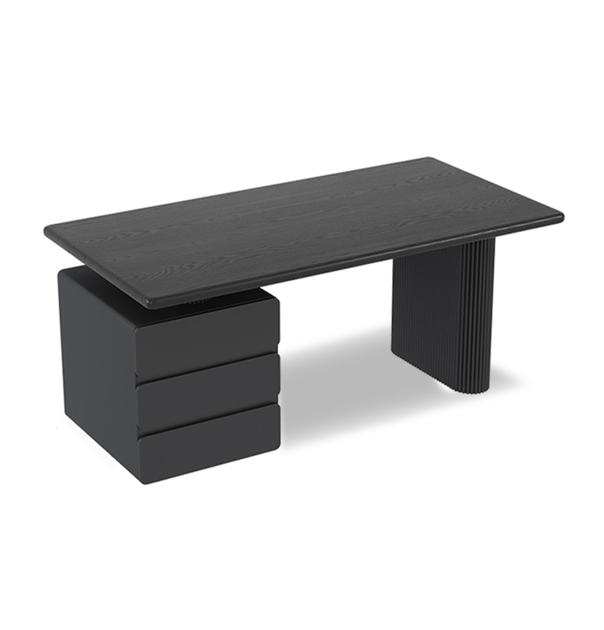 Stella Trek Minimalist Modern Pure Black Solid Wood Office Desk | Wayfair