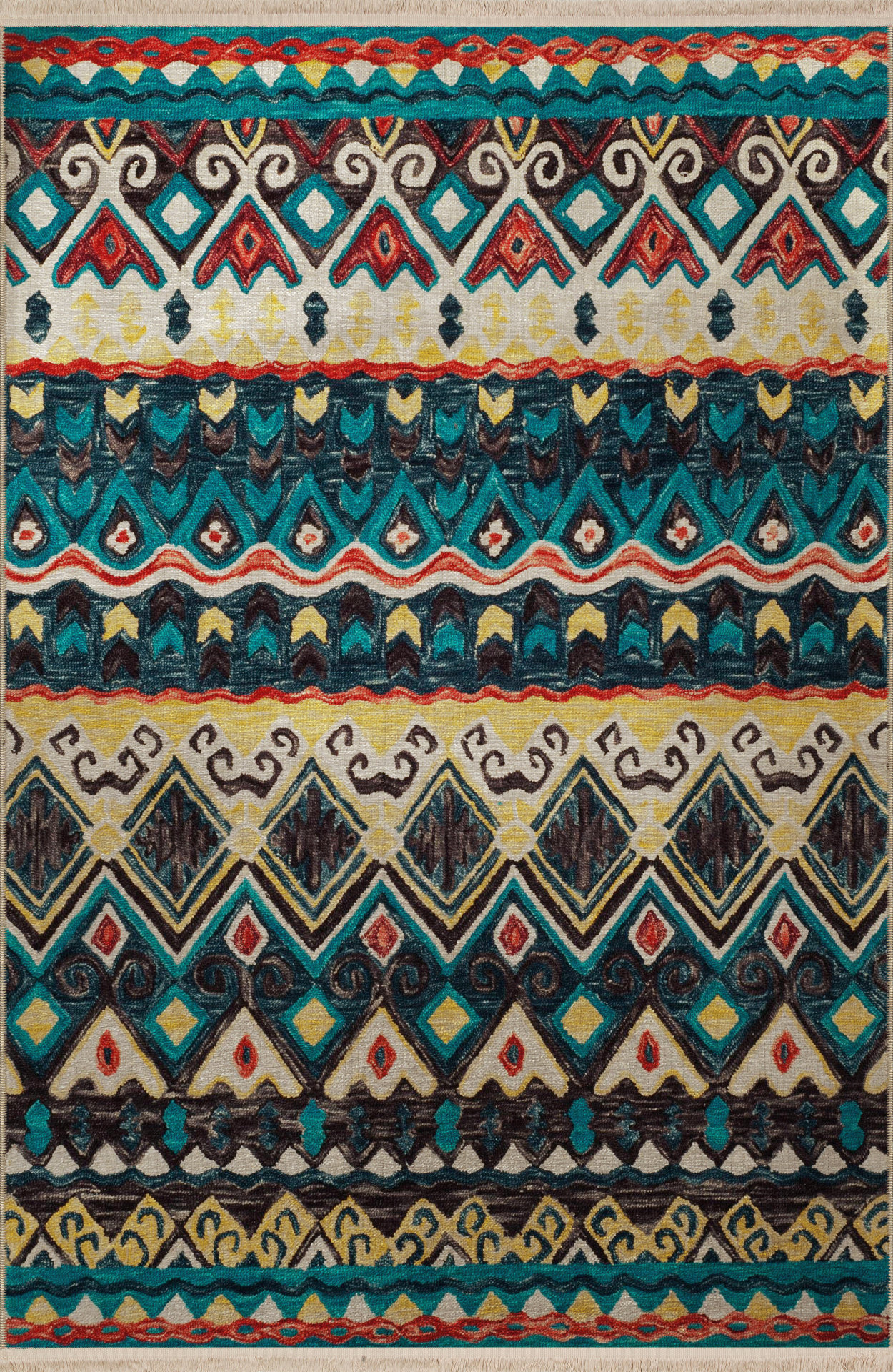 Bungalow Rose Blue-Themed Multi-Colored Striped Traditional Motif ...