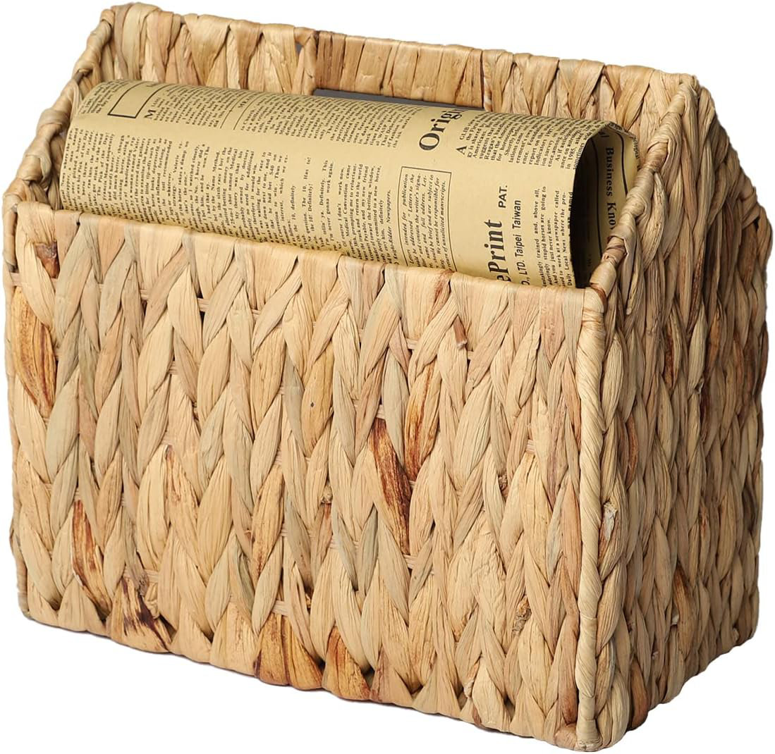 Rosecliff Heights Natural Wicker Magazine Rack Water Hyacinth Divided Magazine Basket Magazine ...