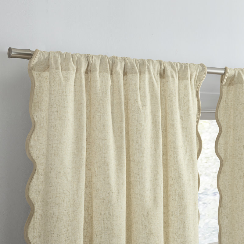 Winston Porter Fasti Tailored Scalloped Edge Semi Sheer Linen Rod ...
