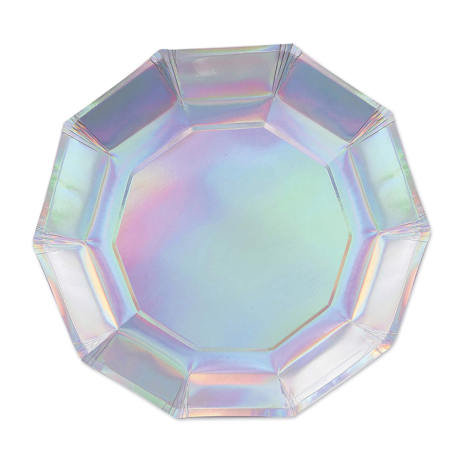 The Party Aisle™ Iridescent Decagon Plates - Pack of 12 | Wayfair