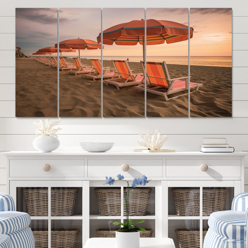 Rosecliff Heights Seashore Seating - Coastal Wall Decor - 5 Equal ...