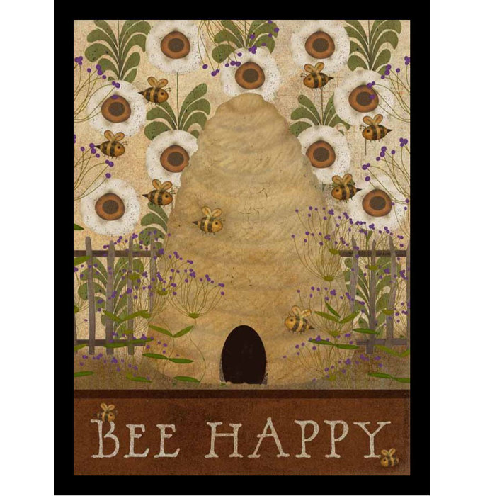 Buy Art For Less 'Bee Happy Poster' by Beth Albert Framed Graphic Art ...