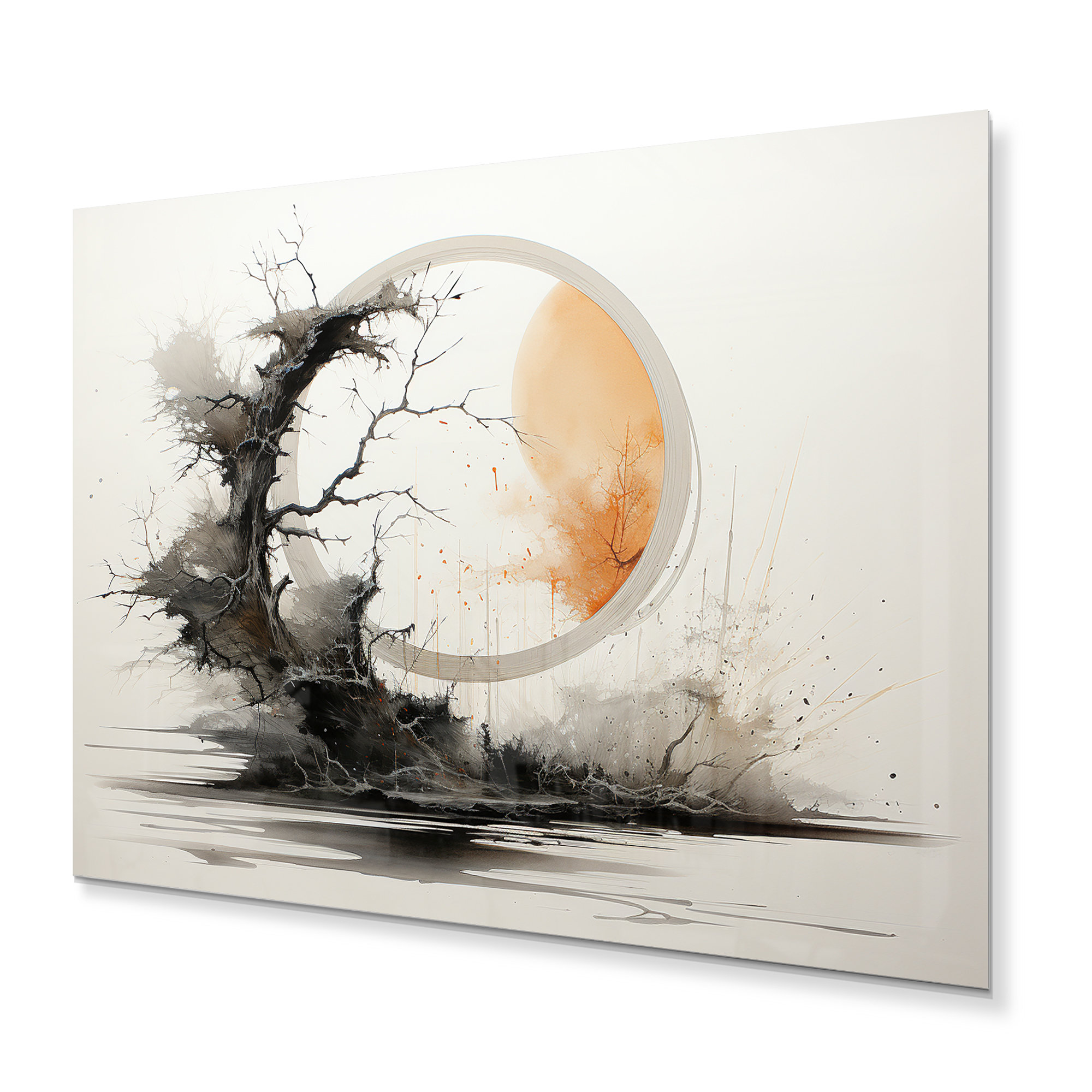 Latitude Run® Grey Coral Buddhist Art Enso Enlightenment - Unframed ...