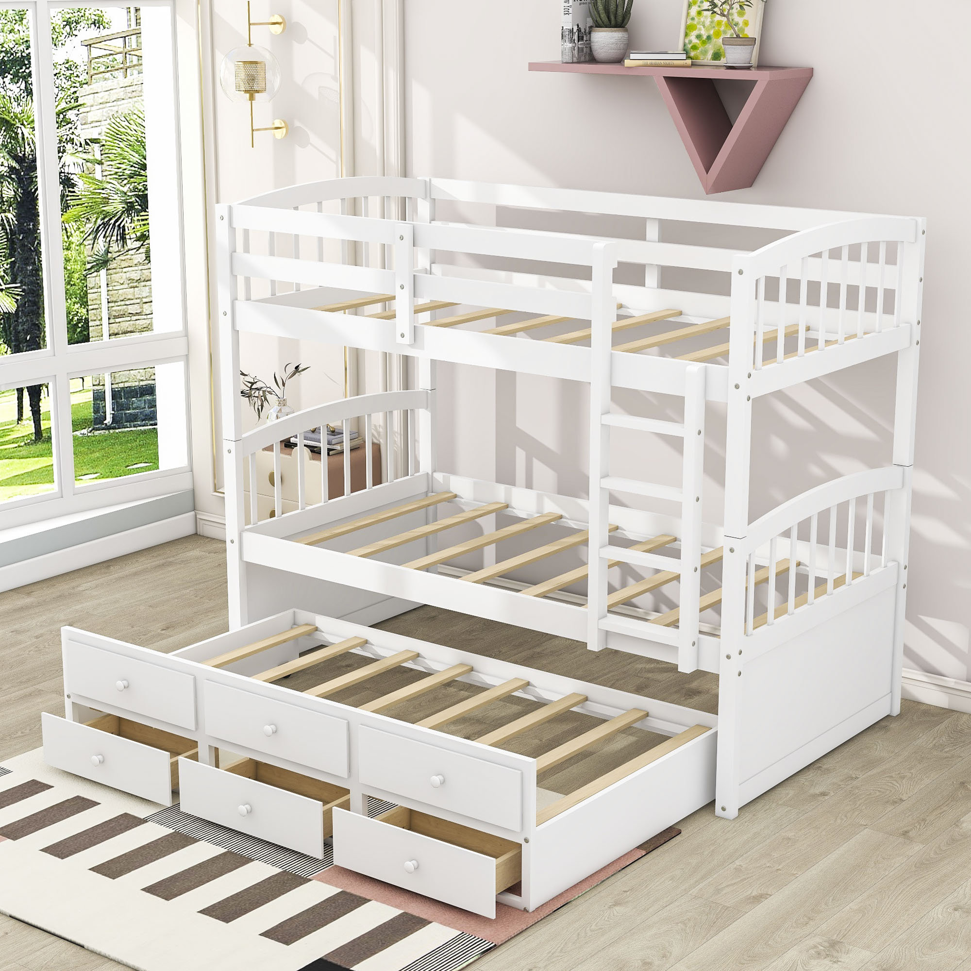 Harriet Bee Hallagan Twin over Twin 3 Drawer Standard Bunk Bed with ...
