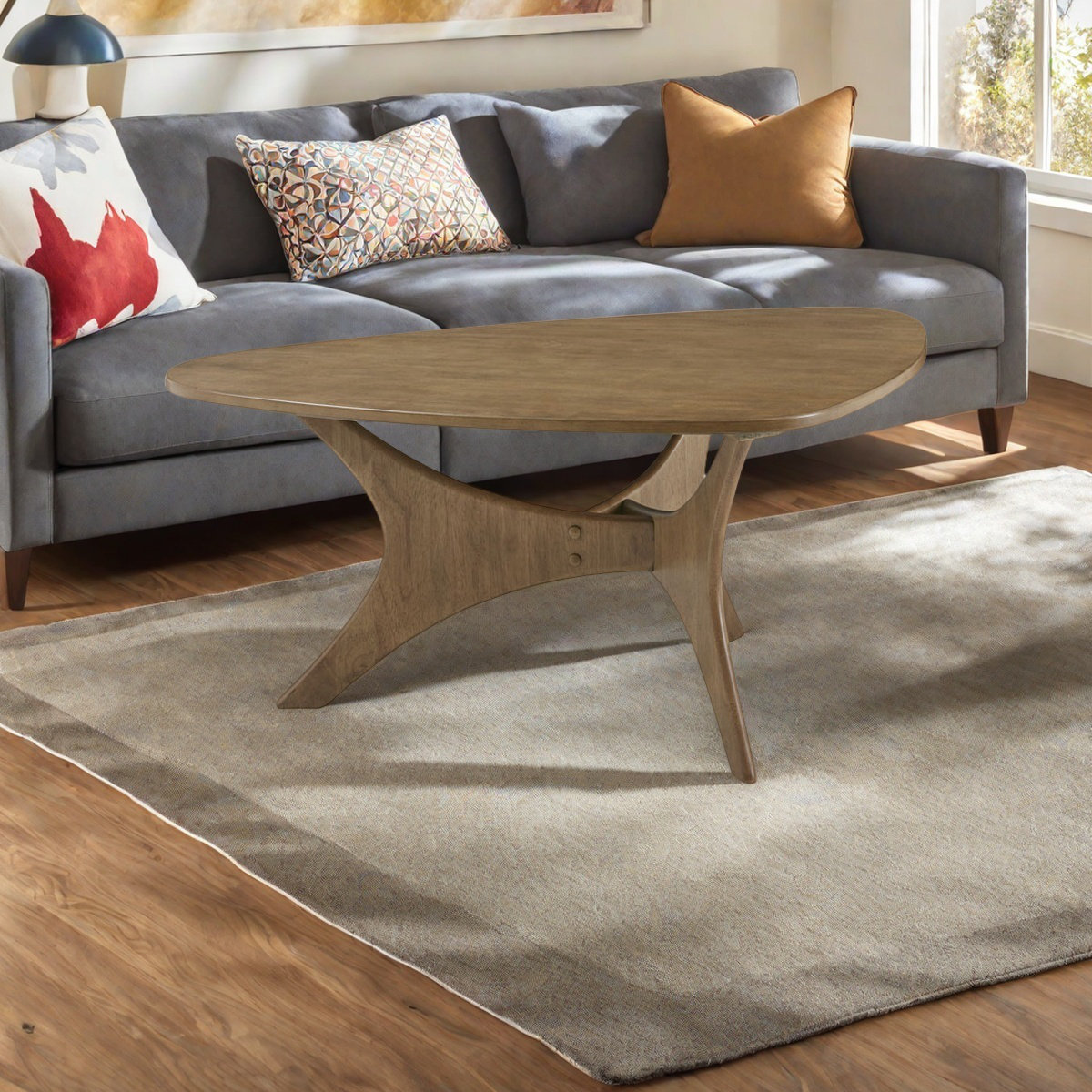 George Oliver Small Triangular Side Table,rustic Wooden Coffee Table ...