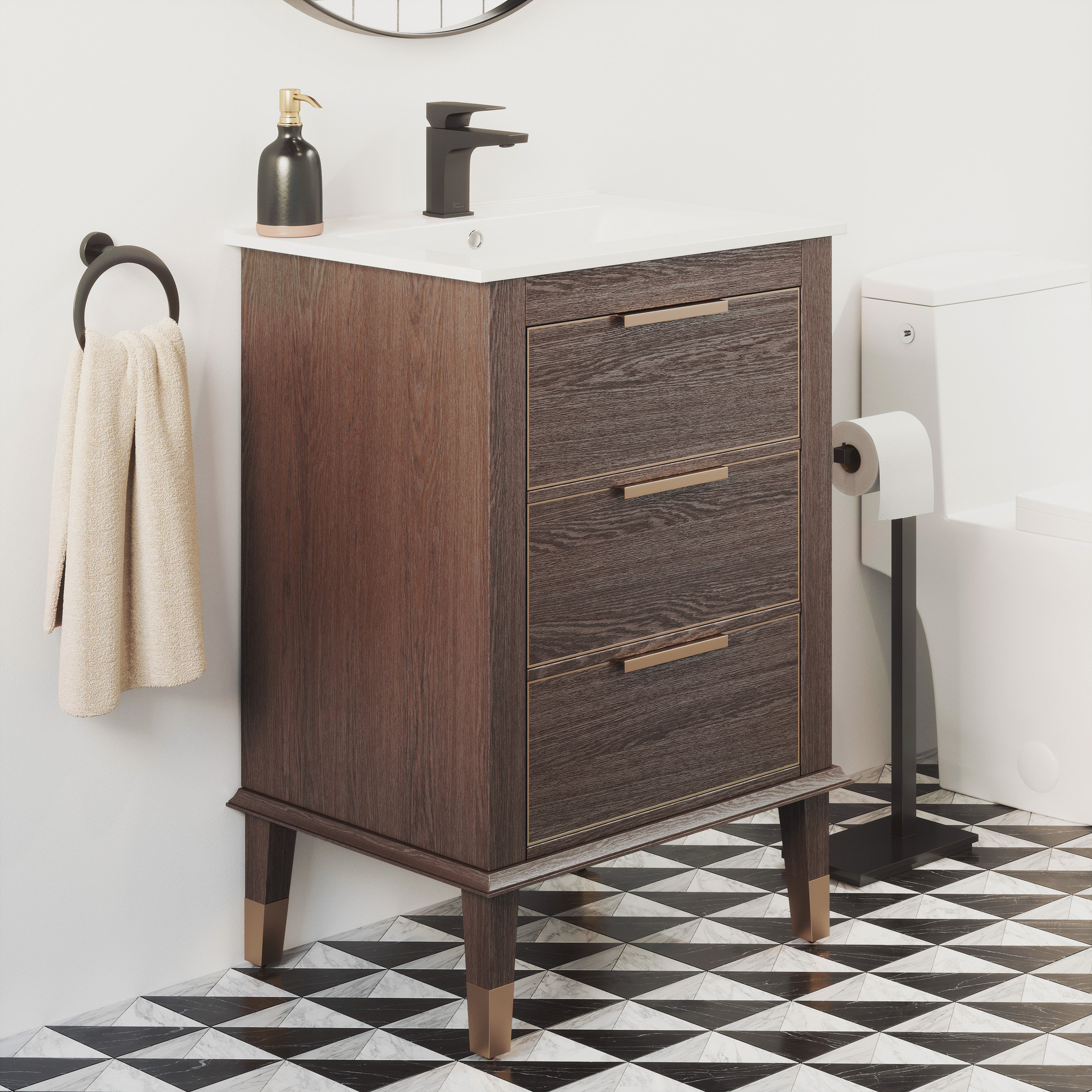 Swiss Madison Hugo 24" Bathroom Vanity in Walnut & Reviews | Wayfair