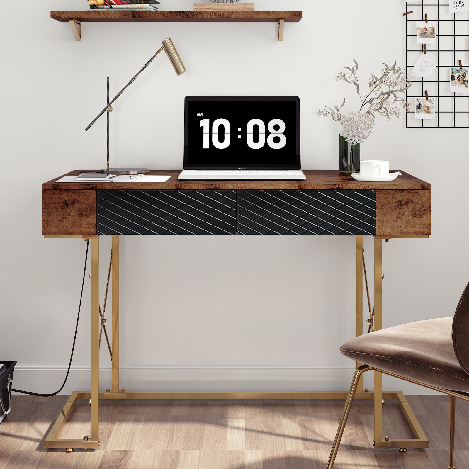 Mercer41 Telse Metal Base Writing Desk | Wayfair