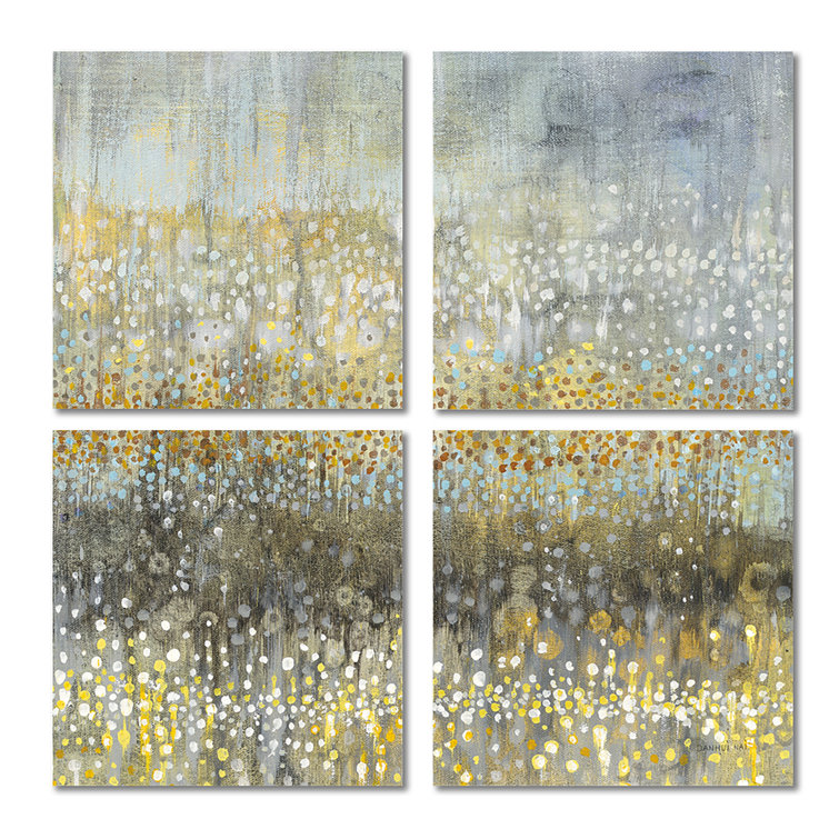 Red Barrel Studio® " Glam Rain Abstract IV " 4 - Pieces Painting Print ...